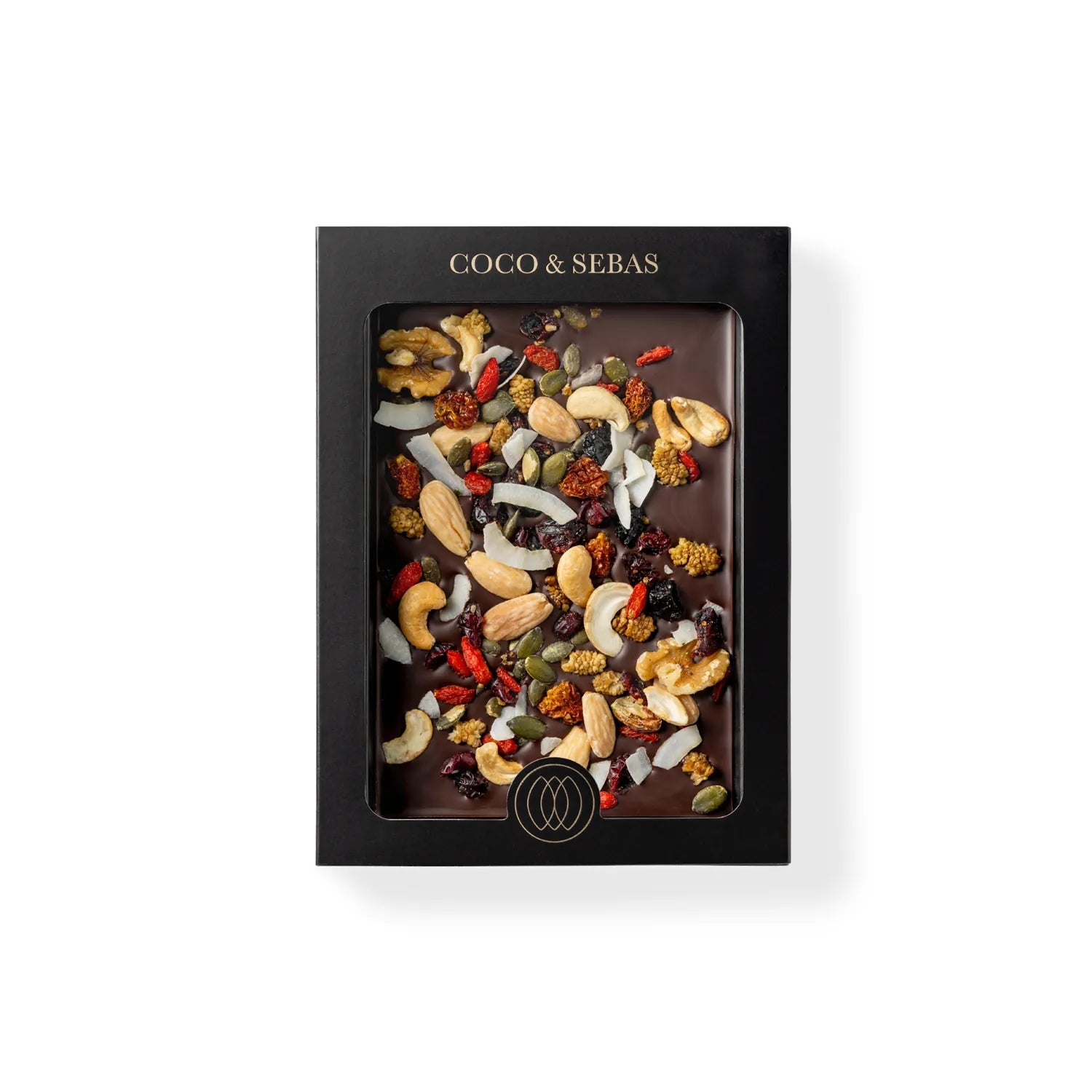 Chocolate tablet - Plak pure chocolade noten en bessenmix met kokos ...